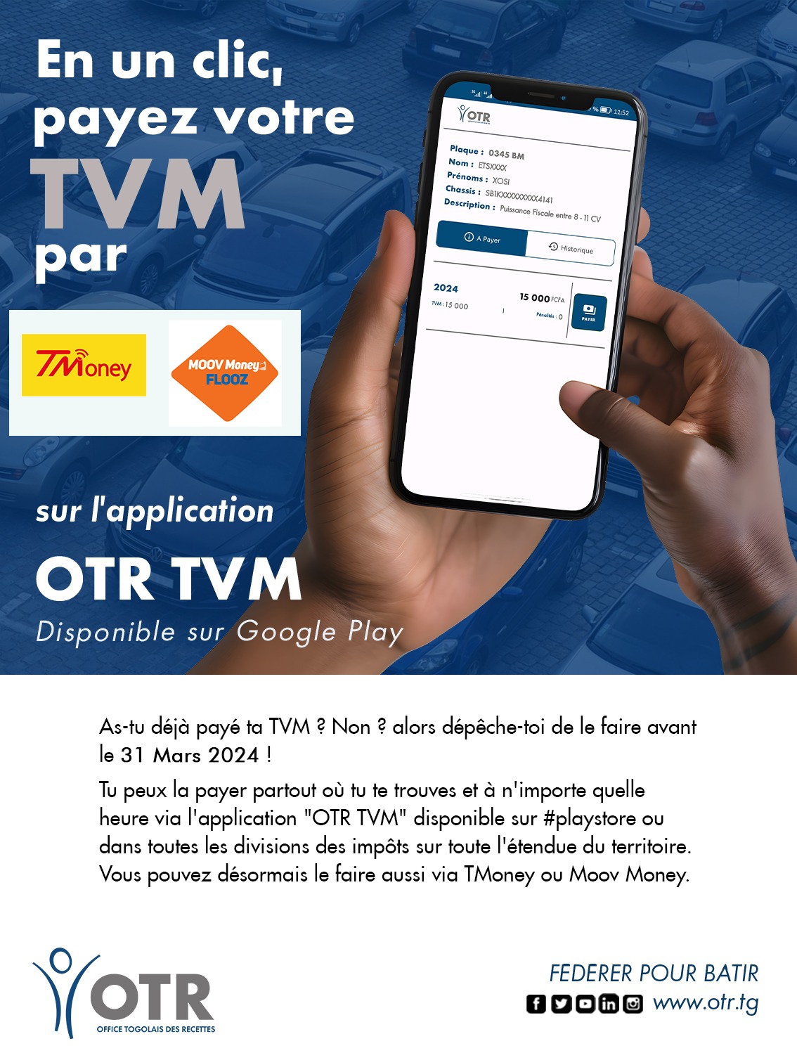 OTR: Création de NIF et paiement de TVM en ligne - Togo Breaking News